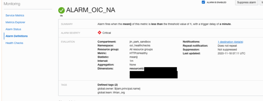 OIC Health Check by OCI Monitoring and Alarm – RedThunder.Blog